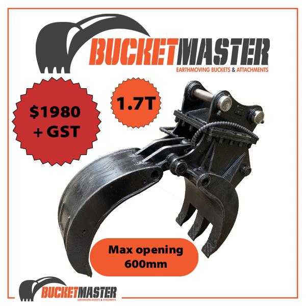 Hydraulic Grab 1.7T Single Cylinder Hydraulic Grab – Bucketmaster