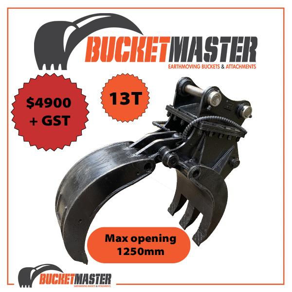 Hydraulic Grab 13T Single Cylinder Hydraulic Grab – Bucketmaster